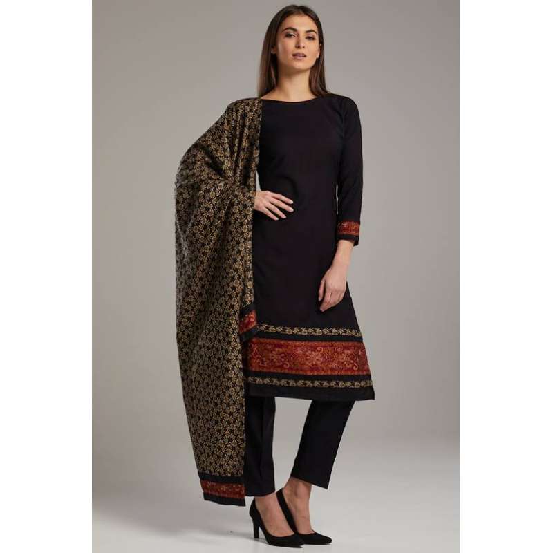 Black Winter Wear Readymade Salwar kameez at Asian Couture