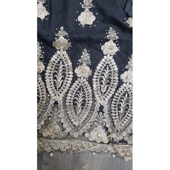 Black Net Pakistani Designer Party Suit - Readymade Suits